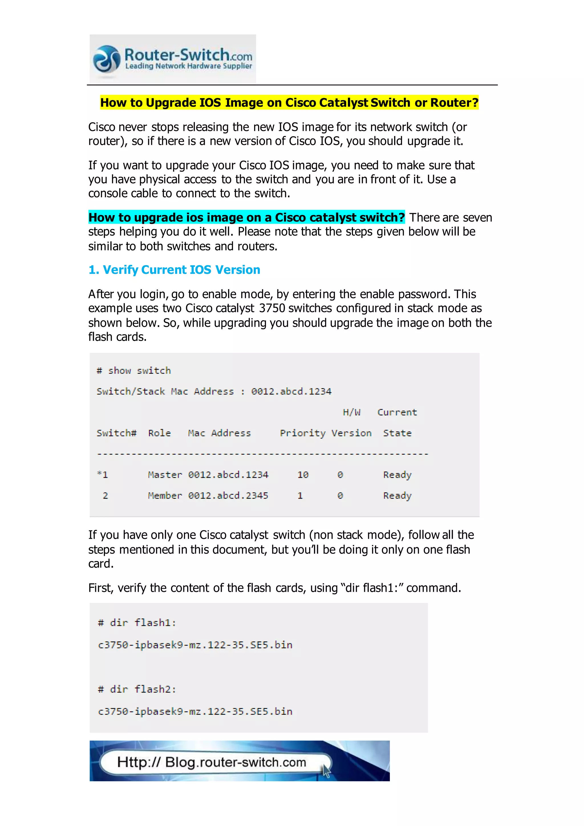 How to upgrade ios image on cisco catalyst switch or router | PDF