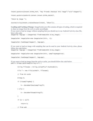 A comprehensive tutorial to upload, cache, save and share image in Android apps | PDF