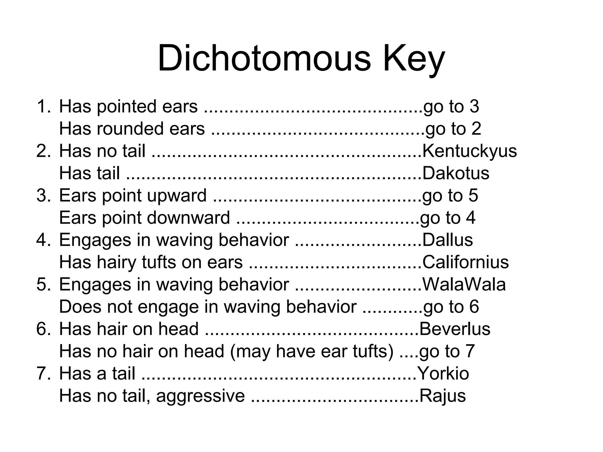 How to use a dichotomous key (2) (5) | PPT