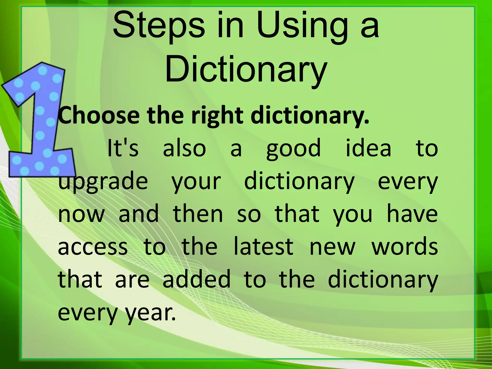 How to use a dictionary | PPT