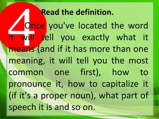 How to use a dictionary | PPT