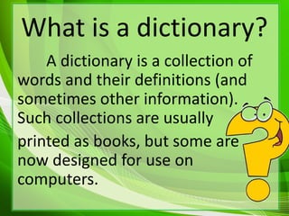 How to use a dictionary | PPT