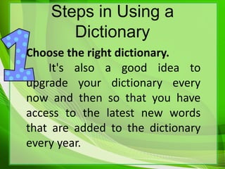 How to use a dictionary | PPT
