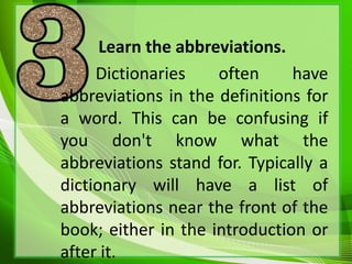 How to use a dictionary | PPT