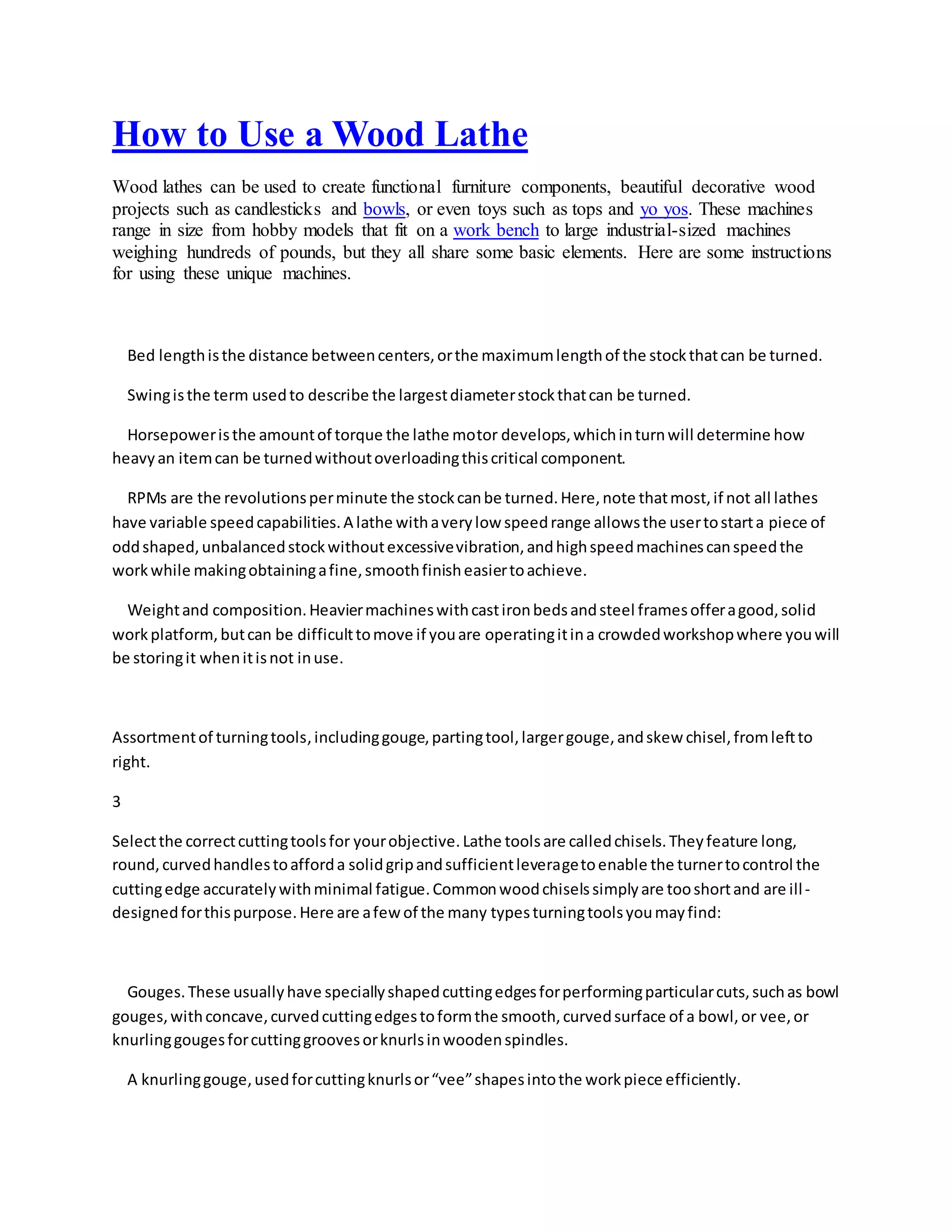 How to use a wood lathe | DOCX