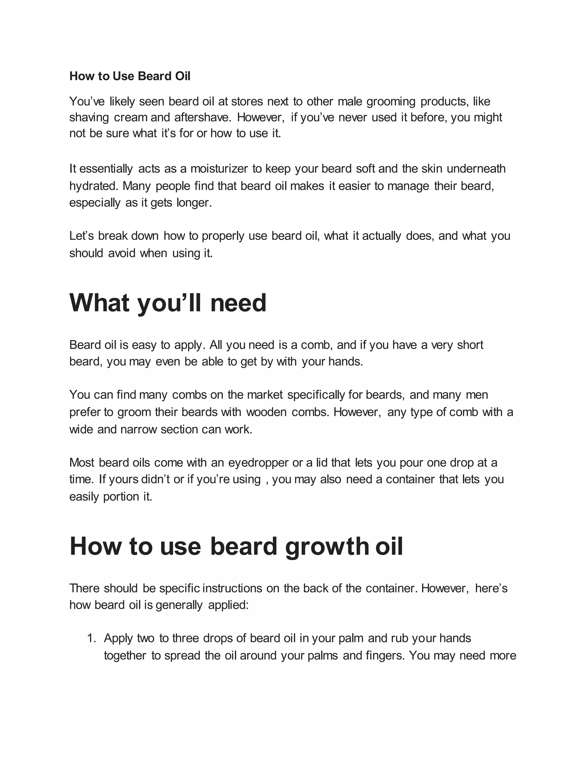 How to use beard oil | PDF