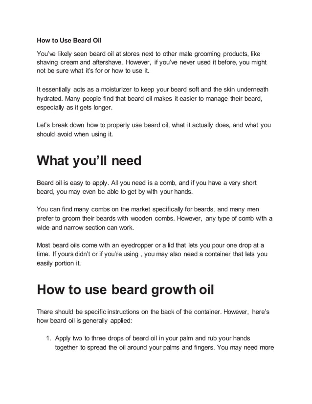 How to use beard oil | PDF