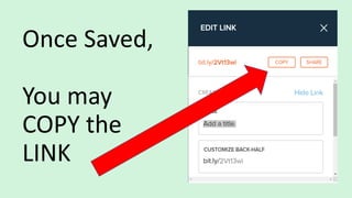 How to Use Bit ly | PPTX