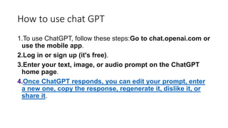 Steps on how to login to Chatgpt and use it | PPT