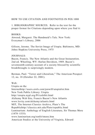 HOW TO USE CITATION AND FOOTNOTES IN POS 10001. BIBLIOGRAPHIC .docx