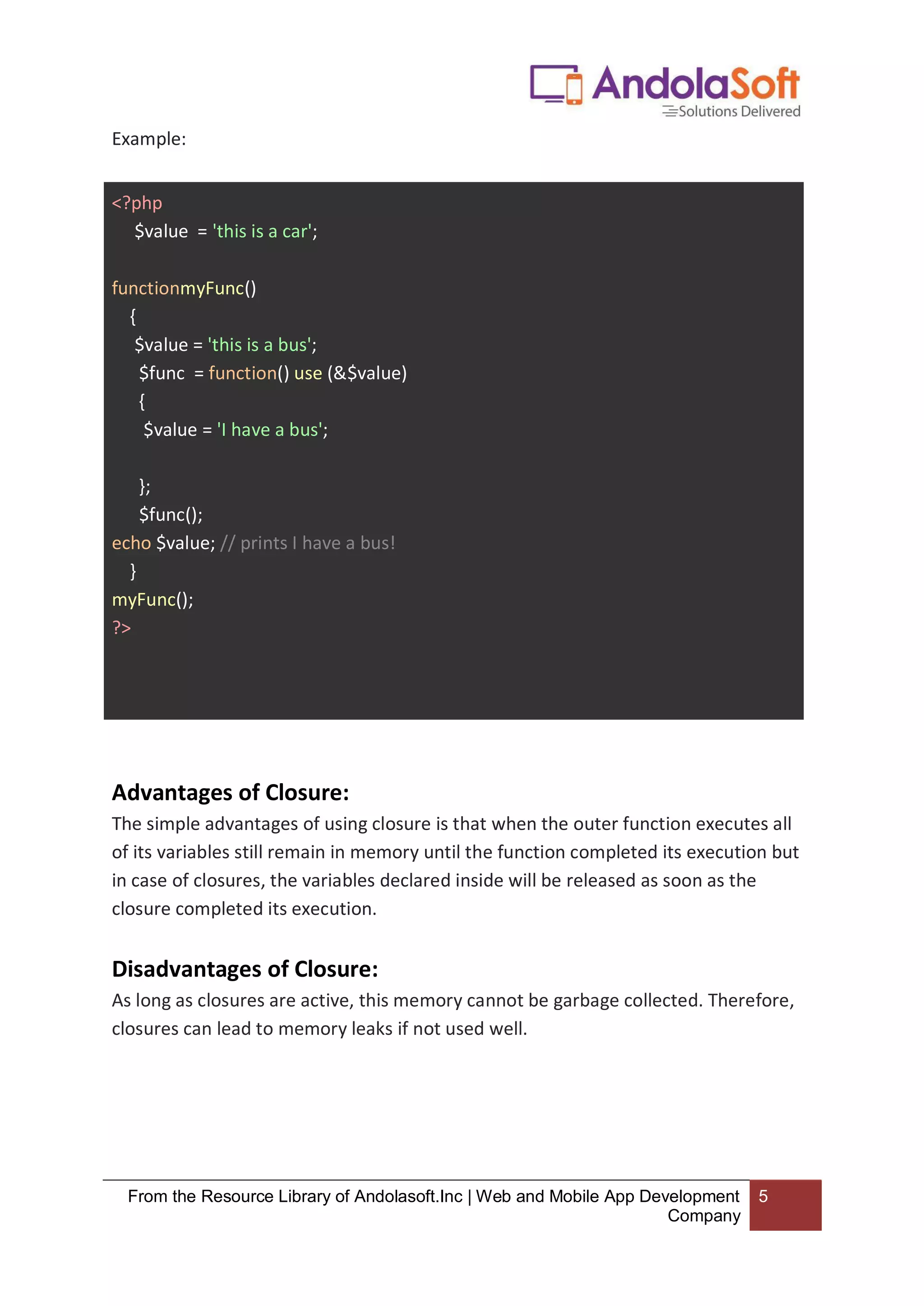 What is Closure and Its Uses in PHP | PDF