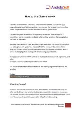 What is Closure and Its Uses in PHP | PDF