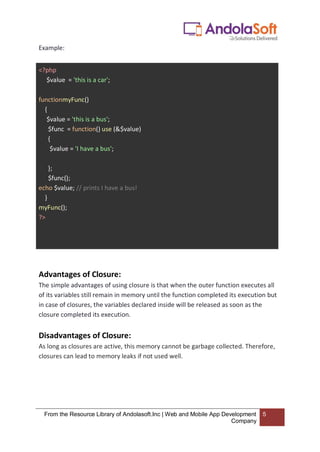What is Closure and Its Uses in PHP | PDF