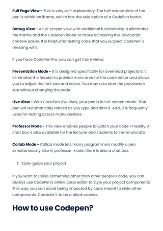 How to Use CodePen - Learn with us! | PDF