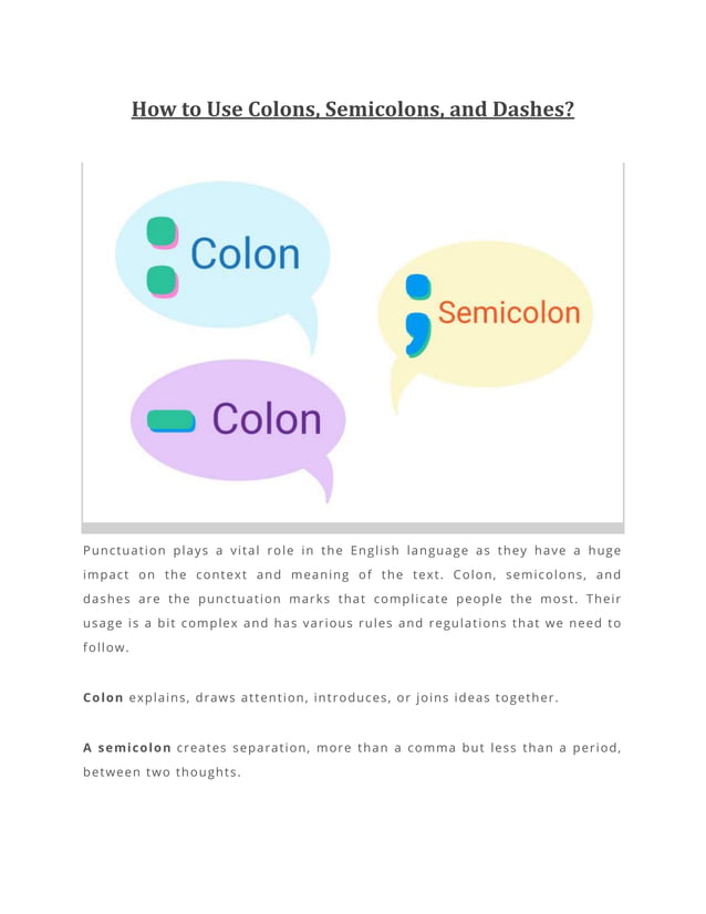 How to Use Colons Semicolons and Dashes.pdf | Gardening | Home & Garden