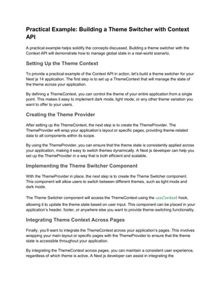 Getting Started with Context API in Next JS 14: A Comprehensive Guide | PDF