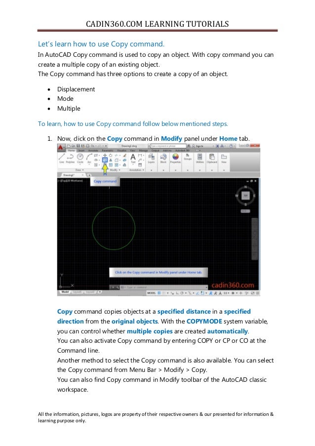 How To Use Copy Command In Autocad