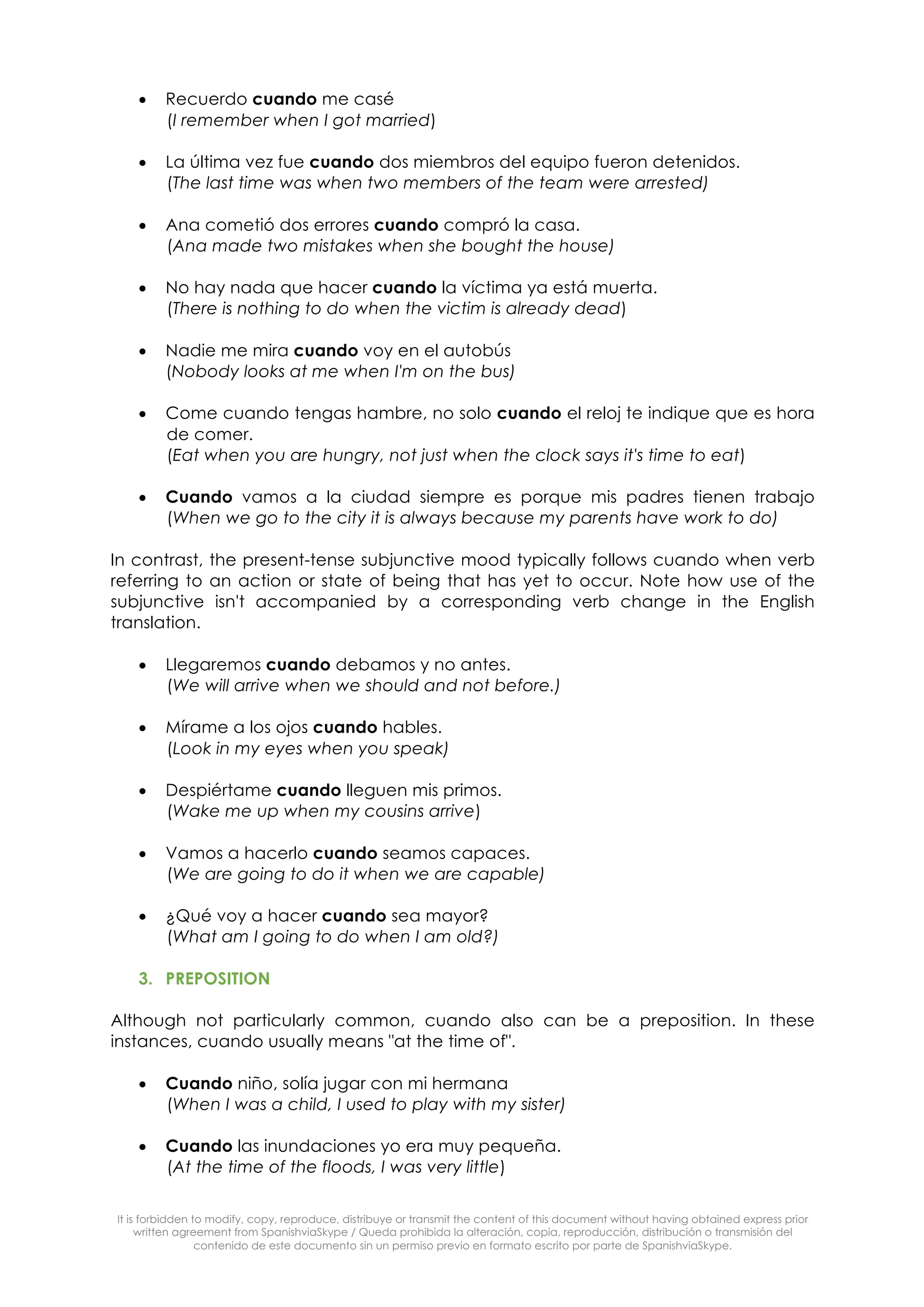 How to use cuando | PDF