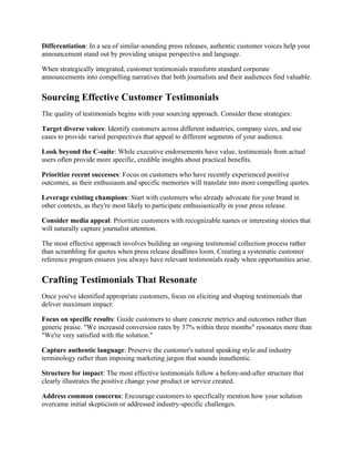 How To Use Customer Testimonials Effectively In Press Releases | PDF
