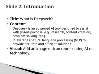 How to use Deepseek and benefit from the AI App | PPTX