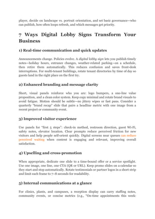 How To Use Digital Lobby Signage To Benefit Your Business | PDF