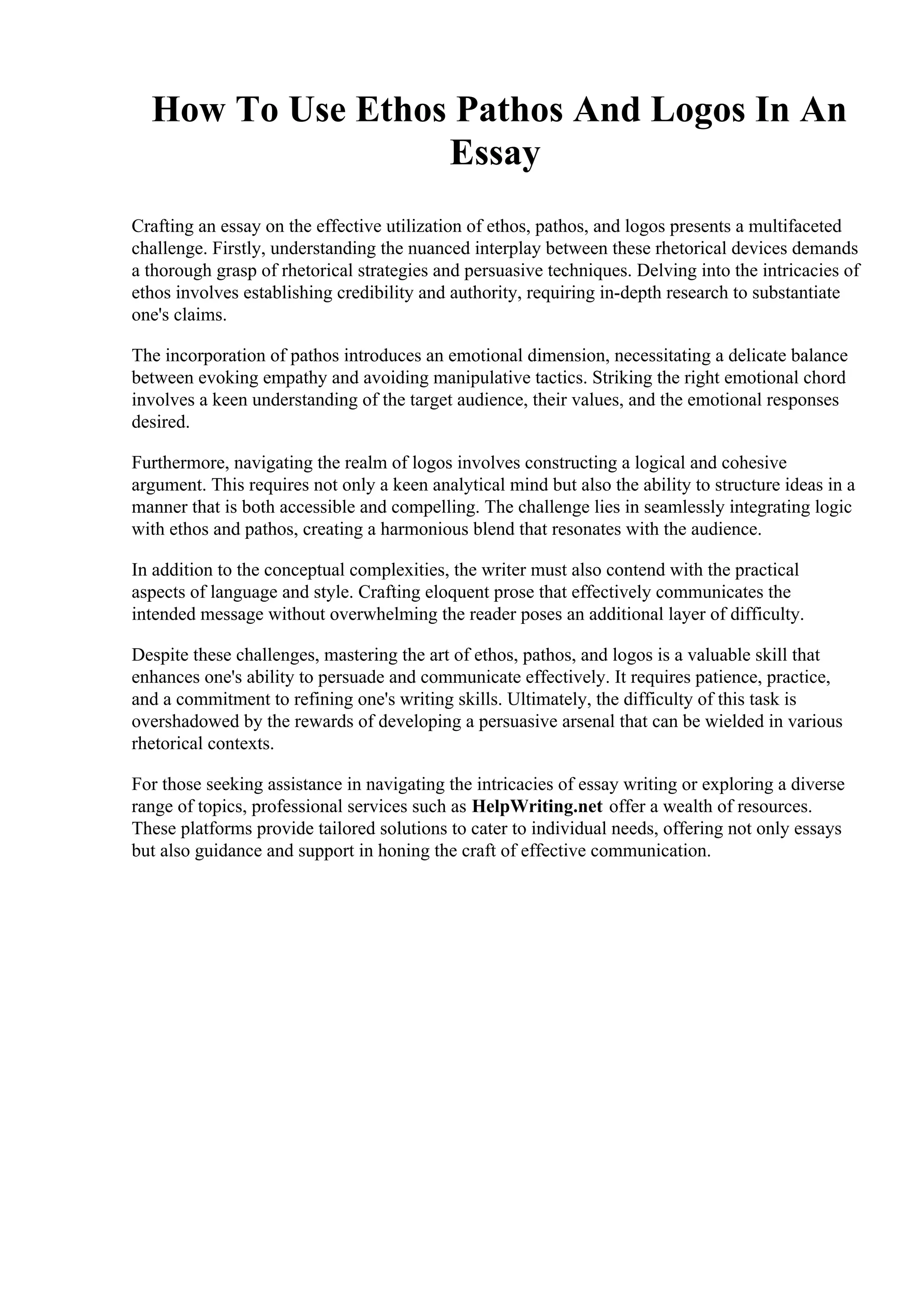 How To Use Ethos Pathos And Logos In An Essay.pdf