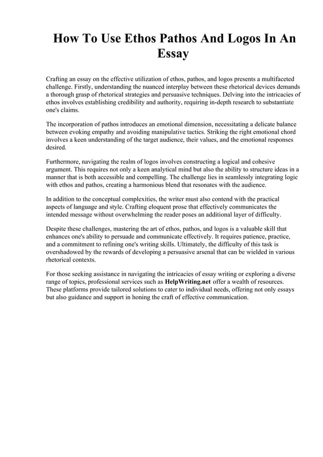 How To Use Ethos Pathos And Logos In An Essay.pdf
