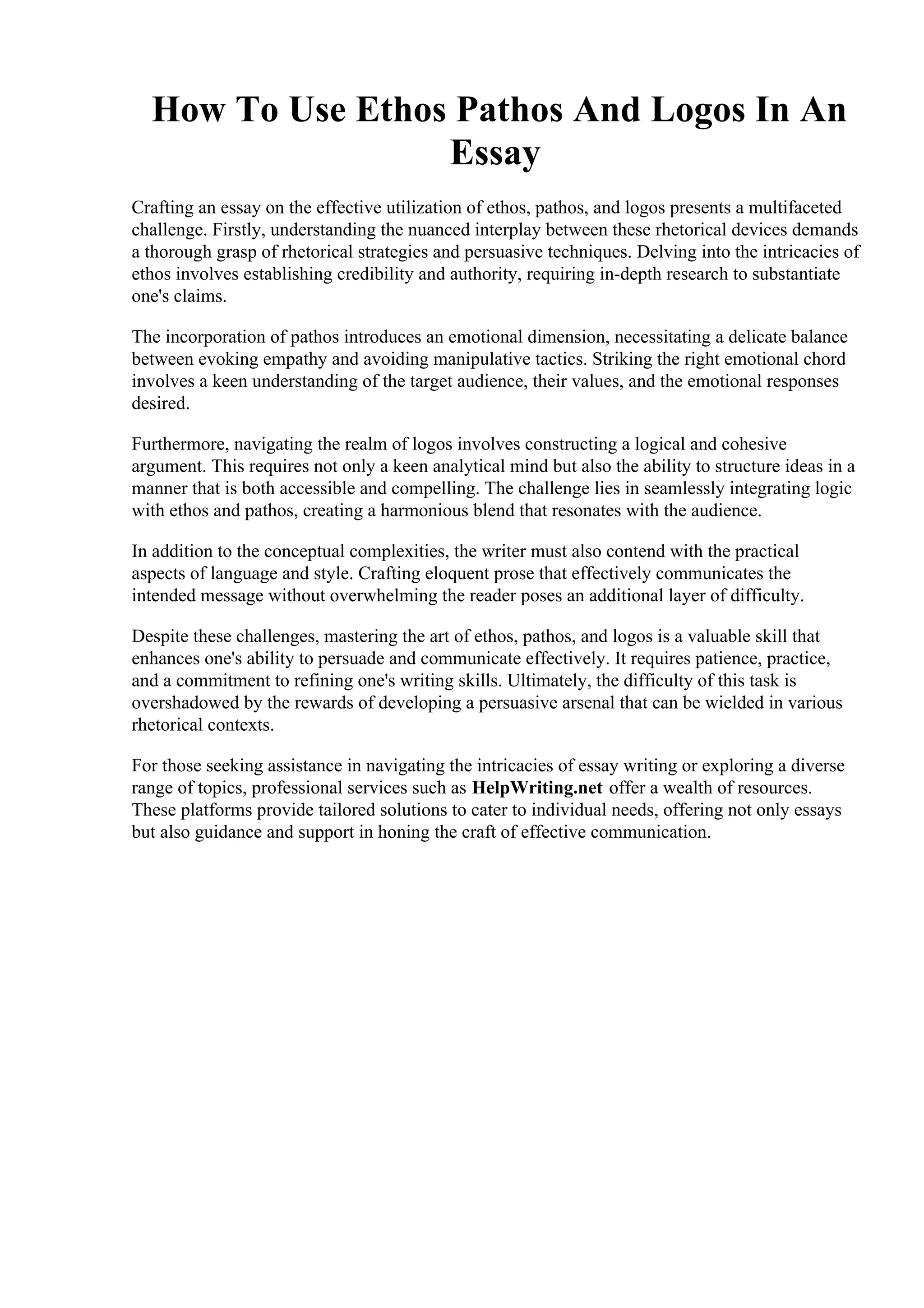 How To Use Ethos Pathos And Logos In An Essay.pdf
