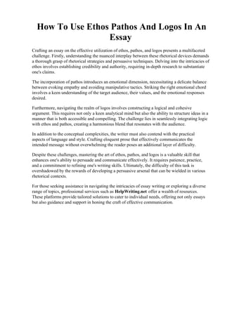 How To Use Ethos Pathos And Logos In An Essay.pdf