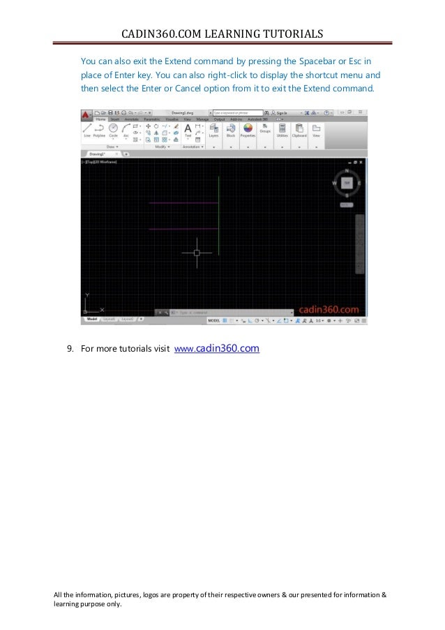 How to use extend command in AutoCAD