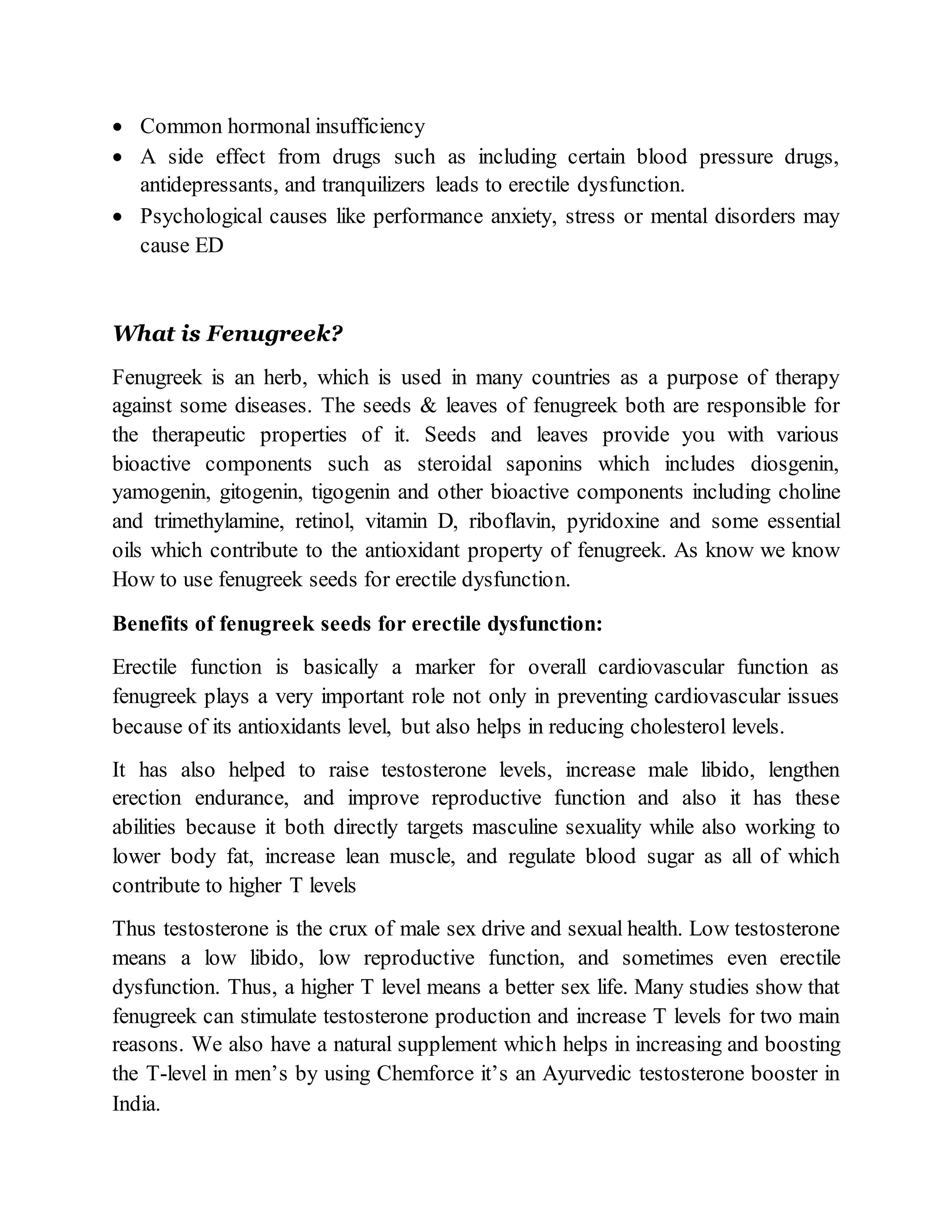 How to use fenugreek seeds for erectile dysfunction | DOCX | Sexual ...