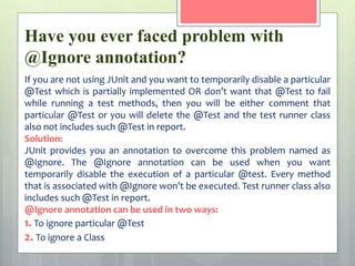 How To Use Ignore Annotation In JUnit | PPT