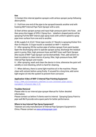 How to use Internal Pipe Spray Equipment-Telansen NKP-1-3 | PDF ...