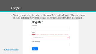 How to use mailbox validator symfony bundle to validate email | PPT