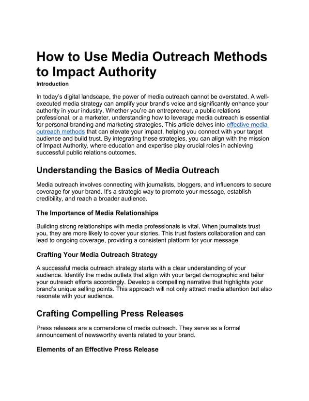 How to Use Media Outreach Methods to Impact Authority.docx