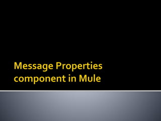 Message properties component in mule | PPT