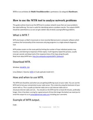 How to use mtr 2 | PDF