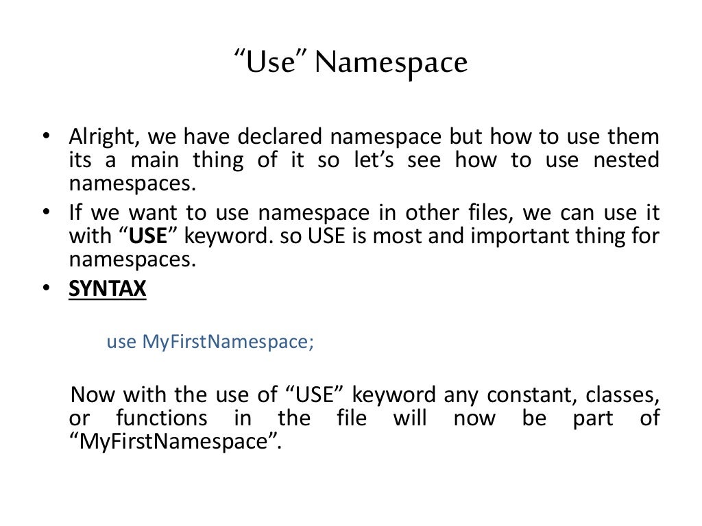 How To Use Namespace In Php