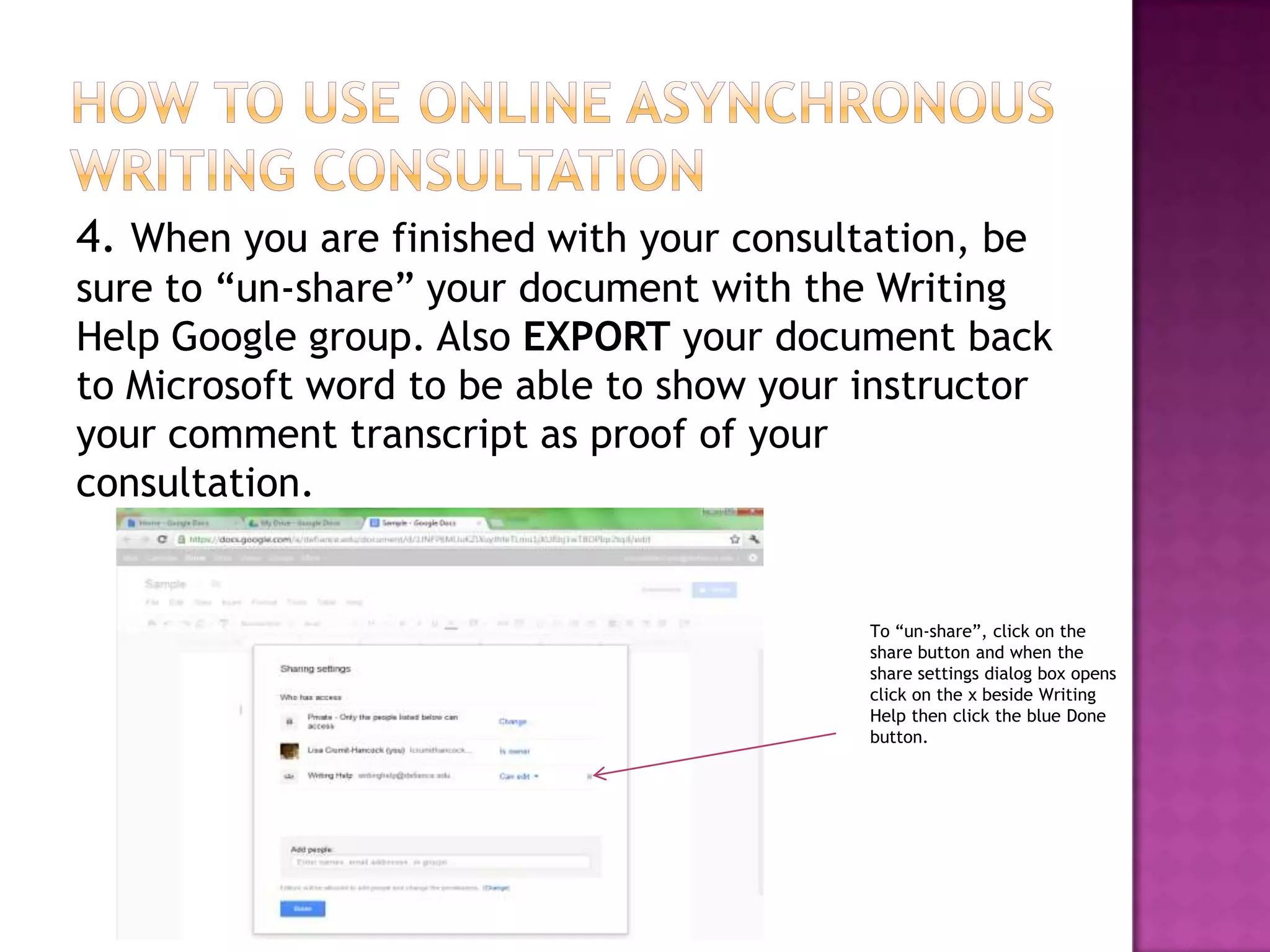 How to use online asynchronous writing consultation revised | PPTX
