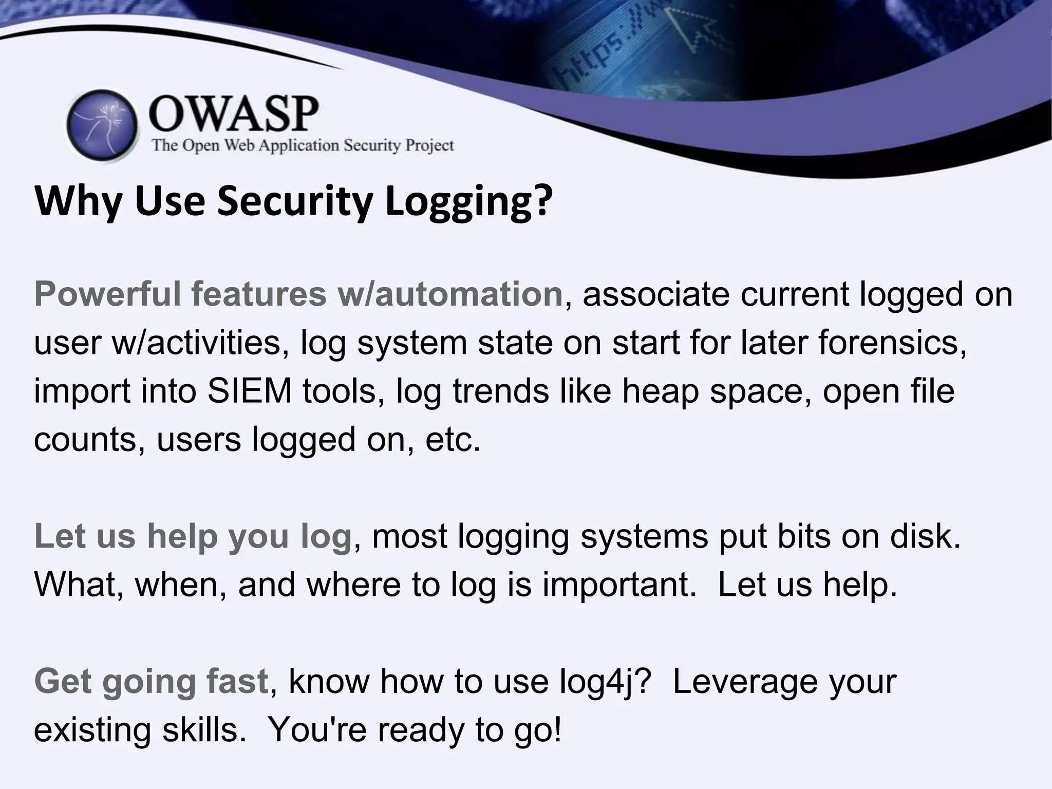 How to Use OWASP Security Logging | PPT