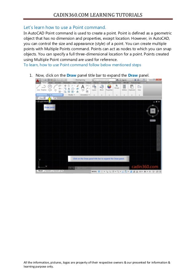 How to use point command in AutoCAD