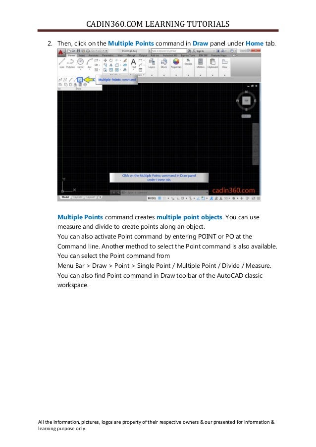 How to use point command in AutoCAD