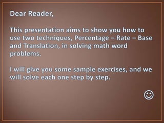 How to Use Percentage - Rate - Base (PRB) and Translation in Solving ...