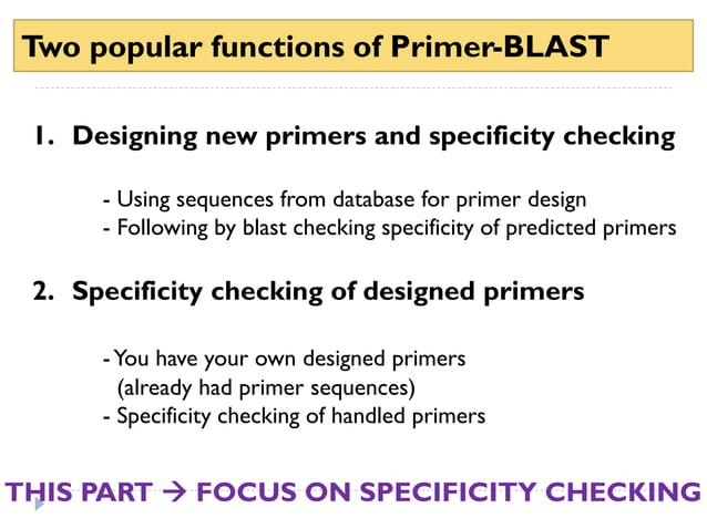 How to use primer blast for checking primer specificity | PDF