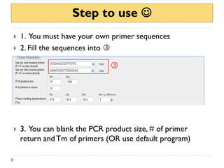 How to use primer blast for checking primer specificity | PDF