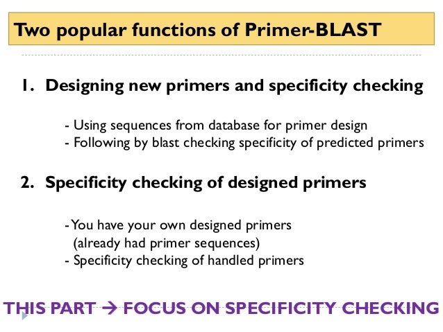How to use primer blast for checking primer specificity