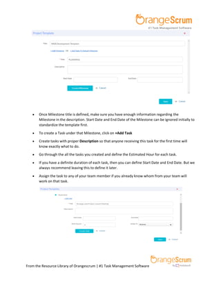 How to use Project Template in Project Management App Orangescrum | PDF