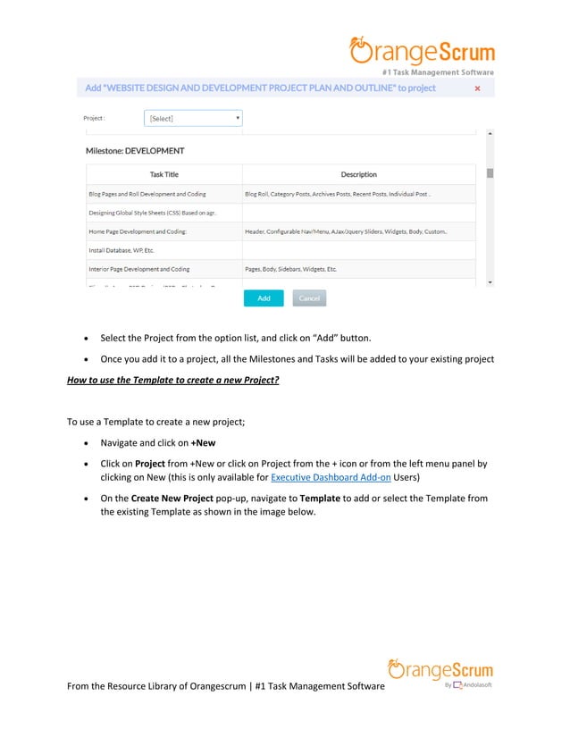 How to use Project Template in Project Management App Orangescrum | PDF