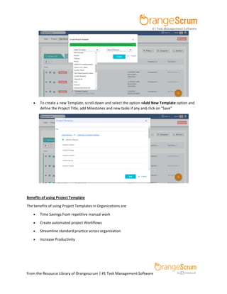 How to use Project Template in Project Management App Orangescrum | PDF
