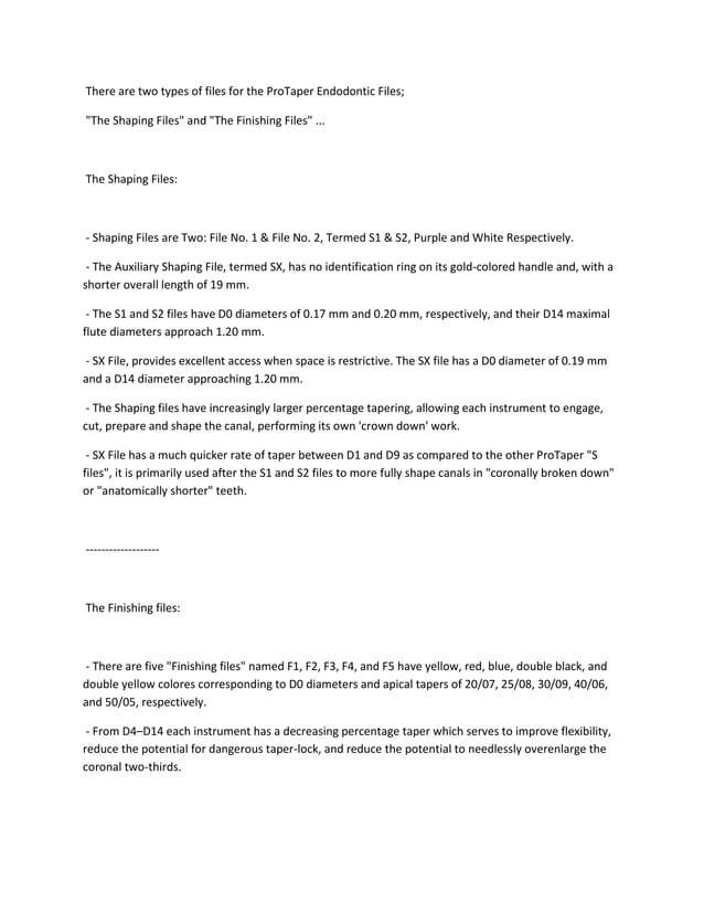 How to use pro taper endodontic files | DOCX